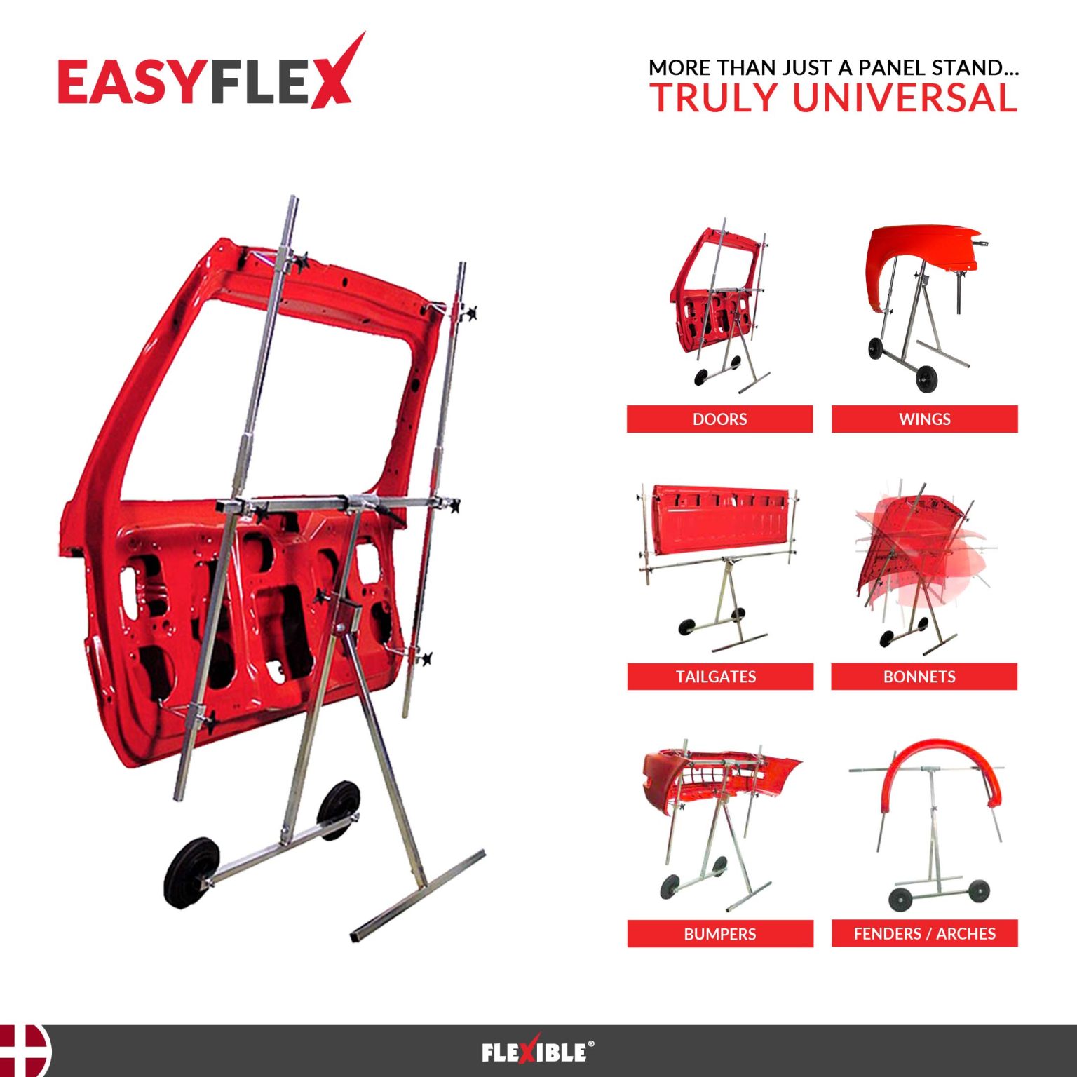 EasyFlex | Auto Body Hood & Door Stand | Body Shop Panel Stand
